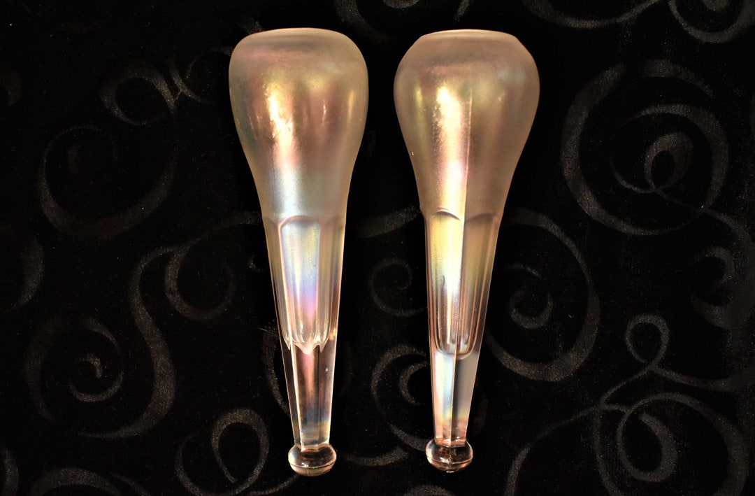 Antique Model A or T Hearse Car Glass Bud Flower Iridescent Glass ...