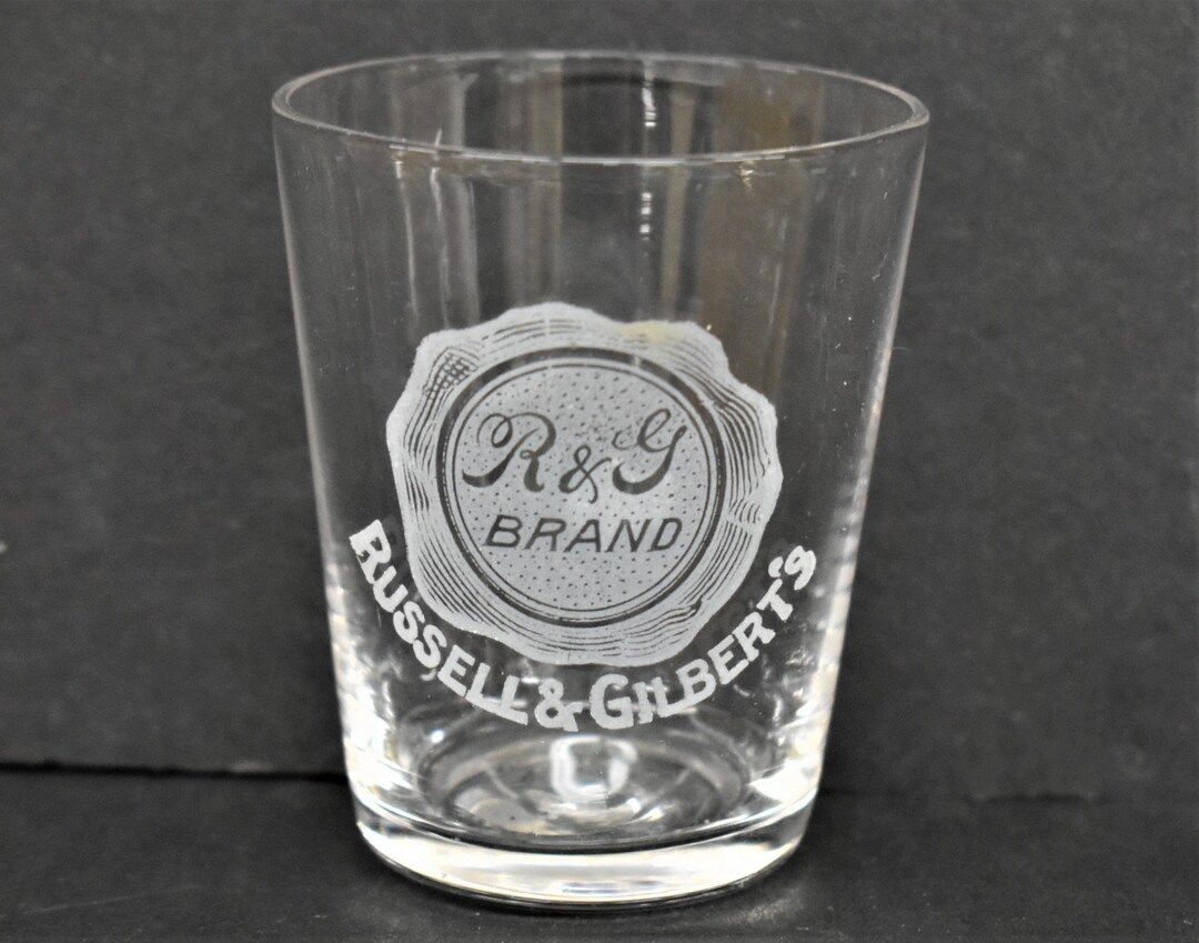 Pre-prohibition Antique Advertising Etched Label Shot Glass for Russell ...