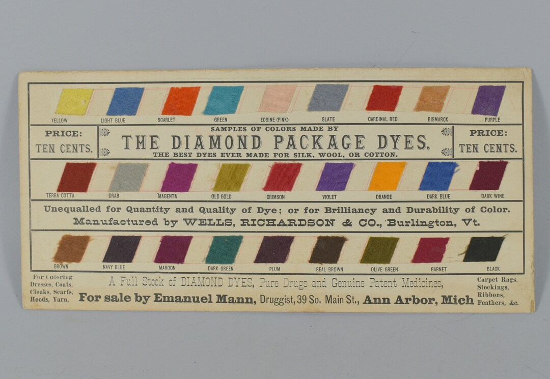 Antique Advertising Color Chart Trade Card for Diamond Package Dyes. - Etsy
