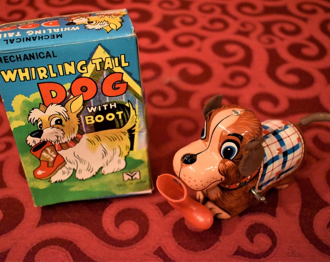 Vintage Japan Wind up Tin Whirling Tail Dog W/boot - Etsy