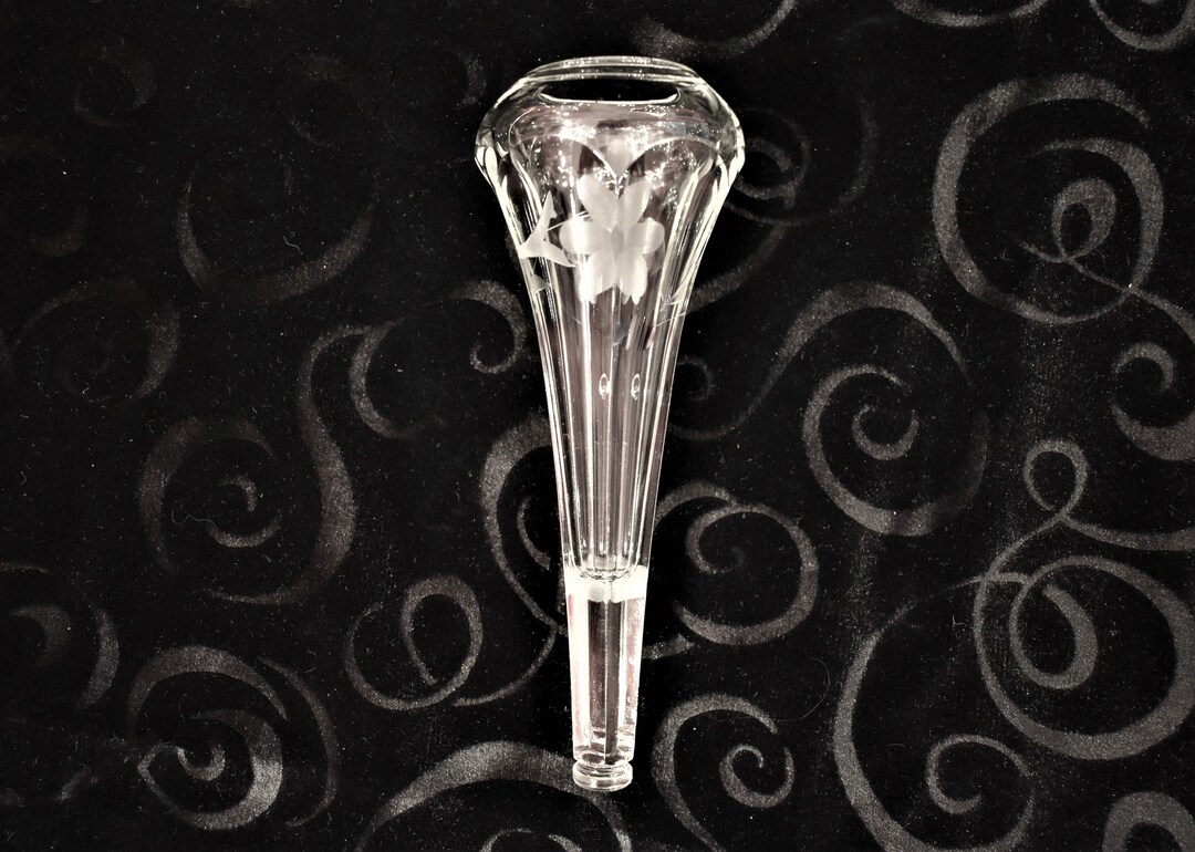 Antique Model A or T Hearse Car Glass Bud Flower Etched Clear Glass ...