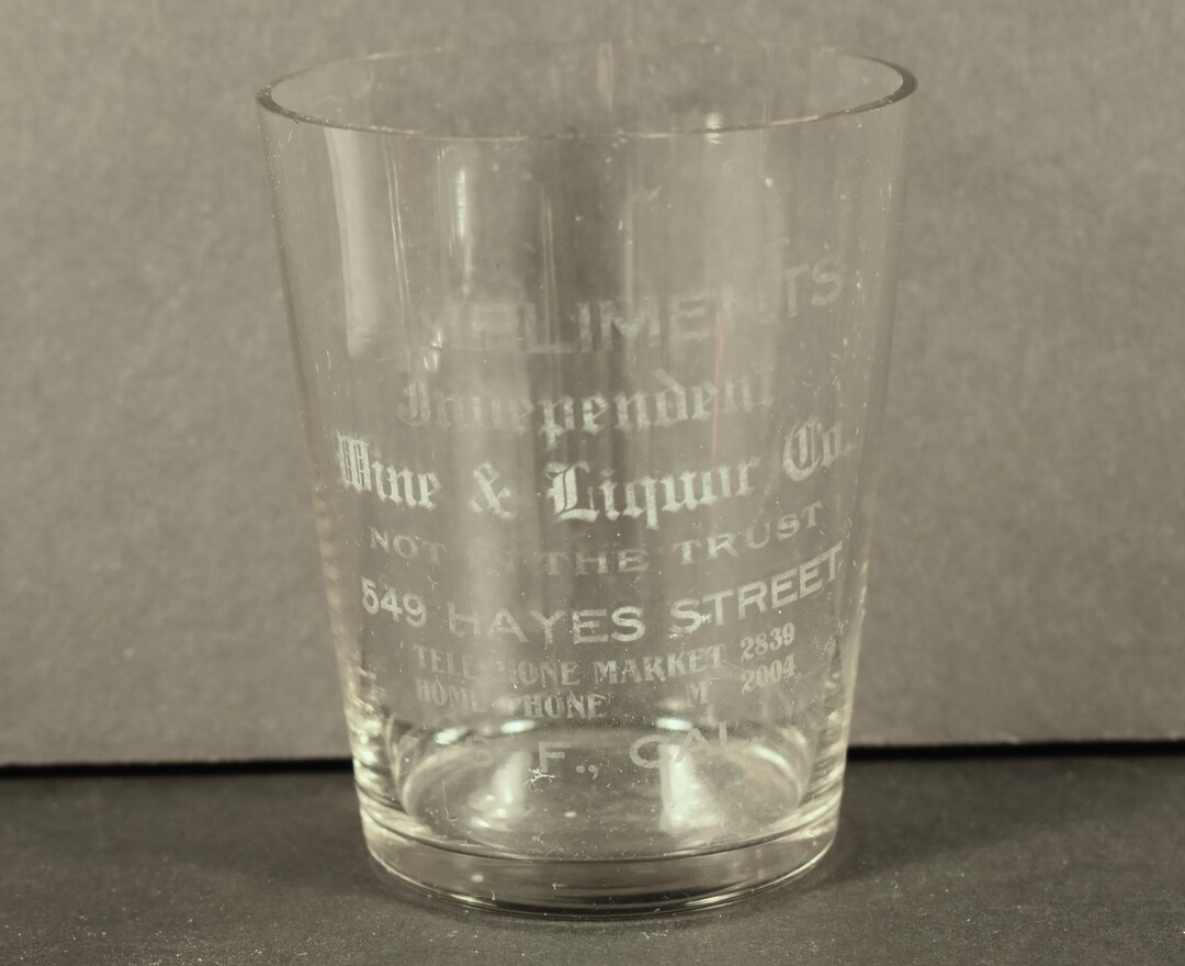Pre-prohibition Antique Advertising Etched Label Shot Glass Compliments ...
