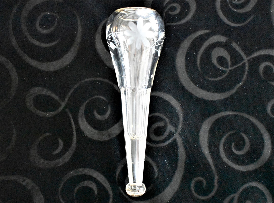 Antique Model A or T Hearse Car Glass Bud Flower Etched Clear Glass ...