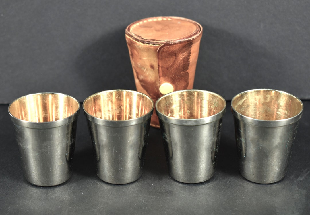 Antique Gorman Silver Plated Shot Glass Set of 4 in Leather Case - Etsy