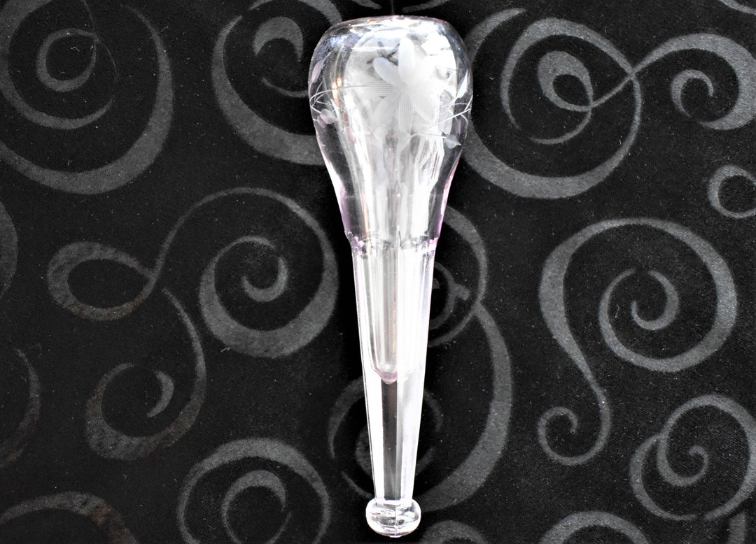 Antique Model A or T Hearse Car Glass Bud Flower Etched Clear Glass ...