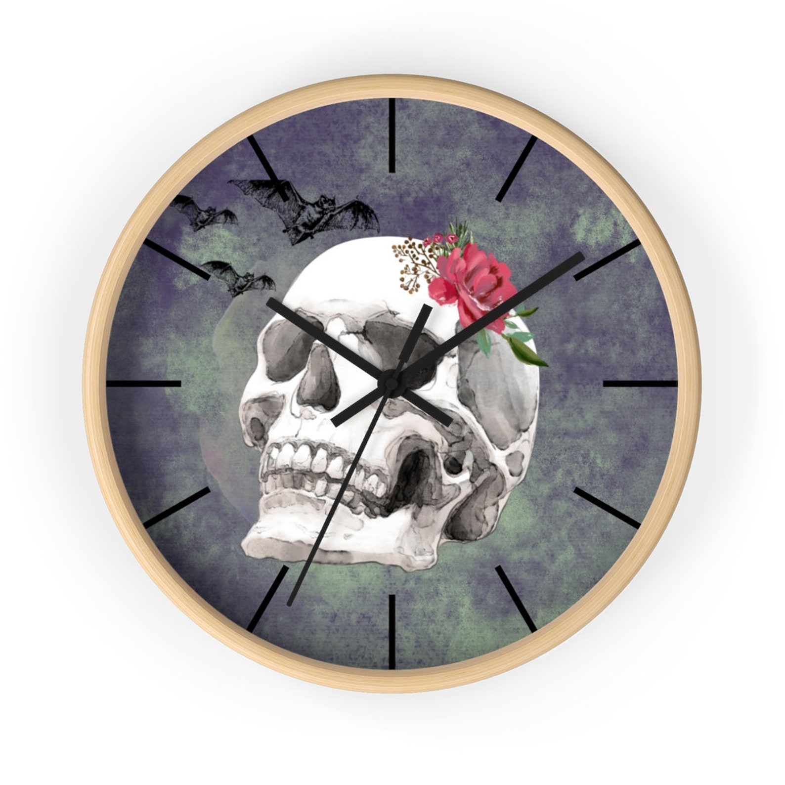 Goth Wall Clock Skull Wall Clock elegant goth clock | Etsy