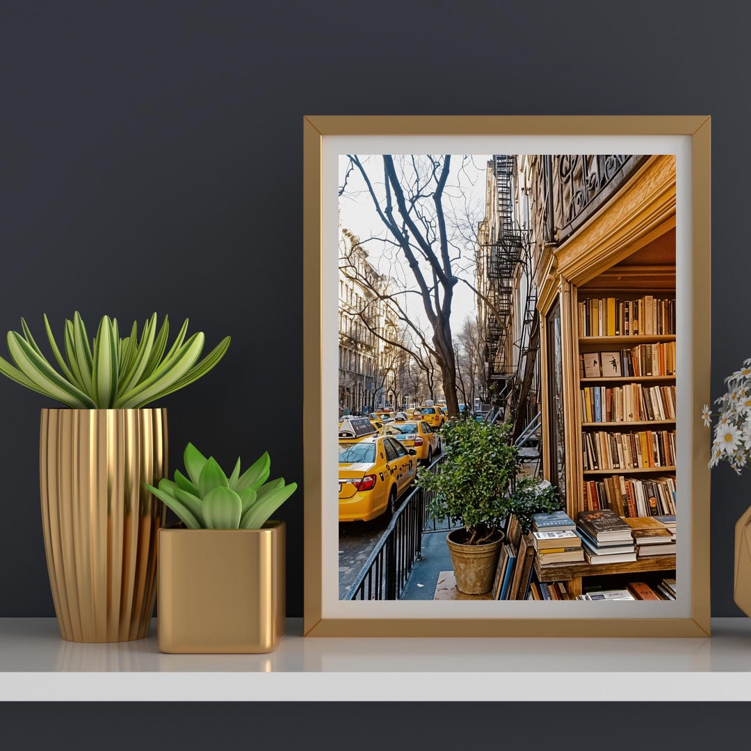 New York Bookshop Illustration, Bookshop Art Print,a Bookshop Poster ...