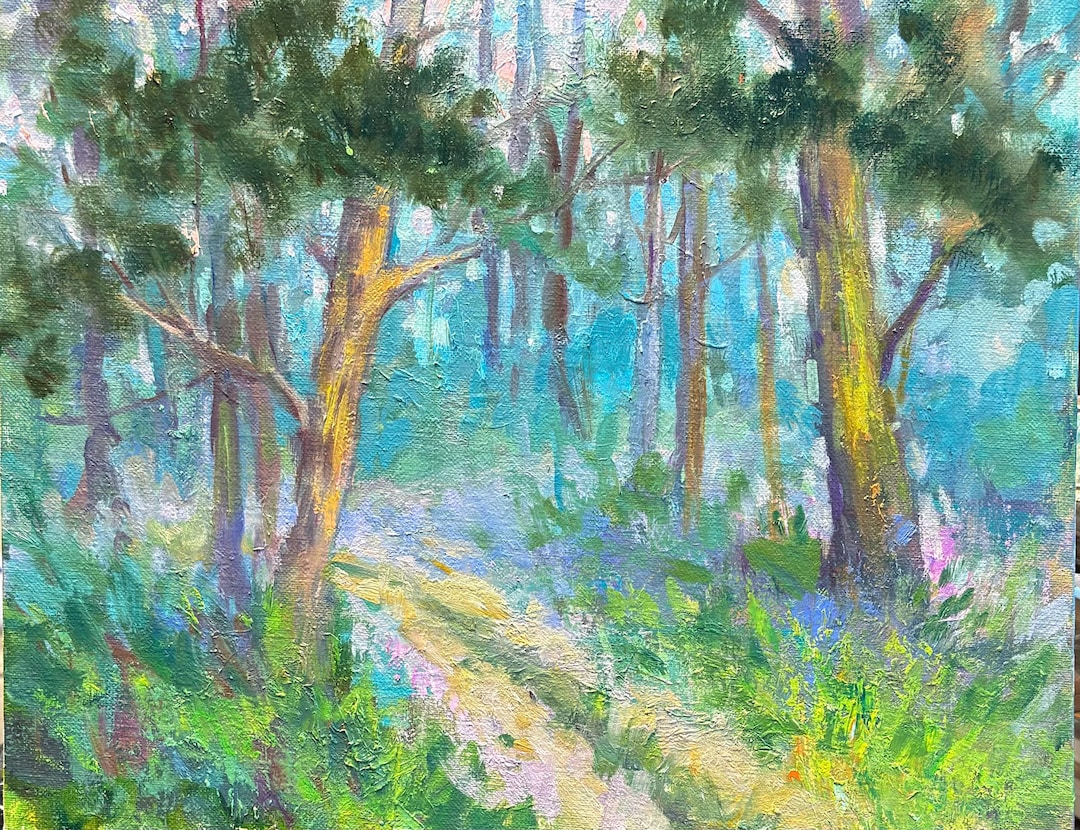 Foggy Forest Art, Trees Landscape, Original, Painting, Hand Painted Art ...