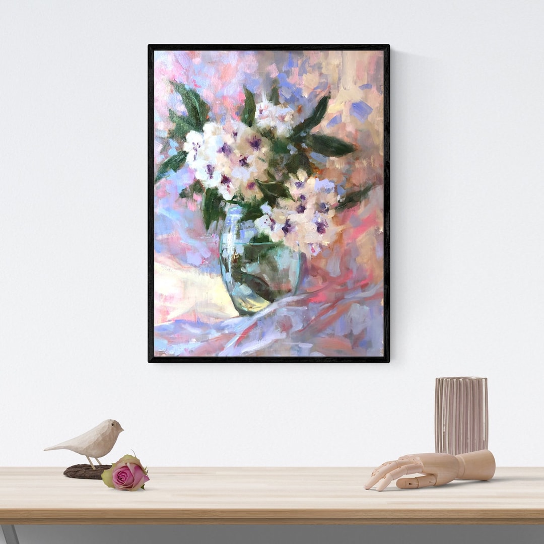 Rhododendrons Art, Rhodies Painting, Floral Original Oil, Flowers Still ...
