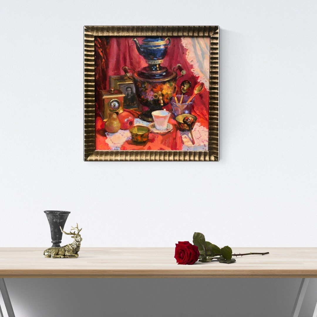 Russian Tea Samovar Oil Painting, Nostalgic Still Life, 20x20 - Etsy