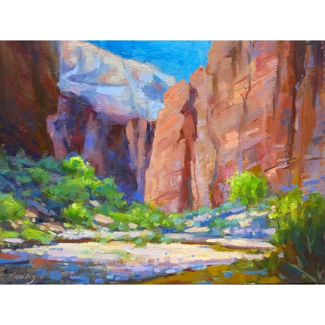 Zion Painting, National Park Painting Zion Original Art, Oil Painting ...