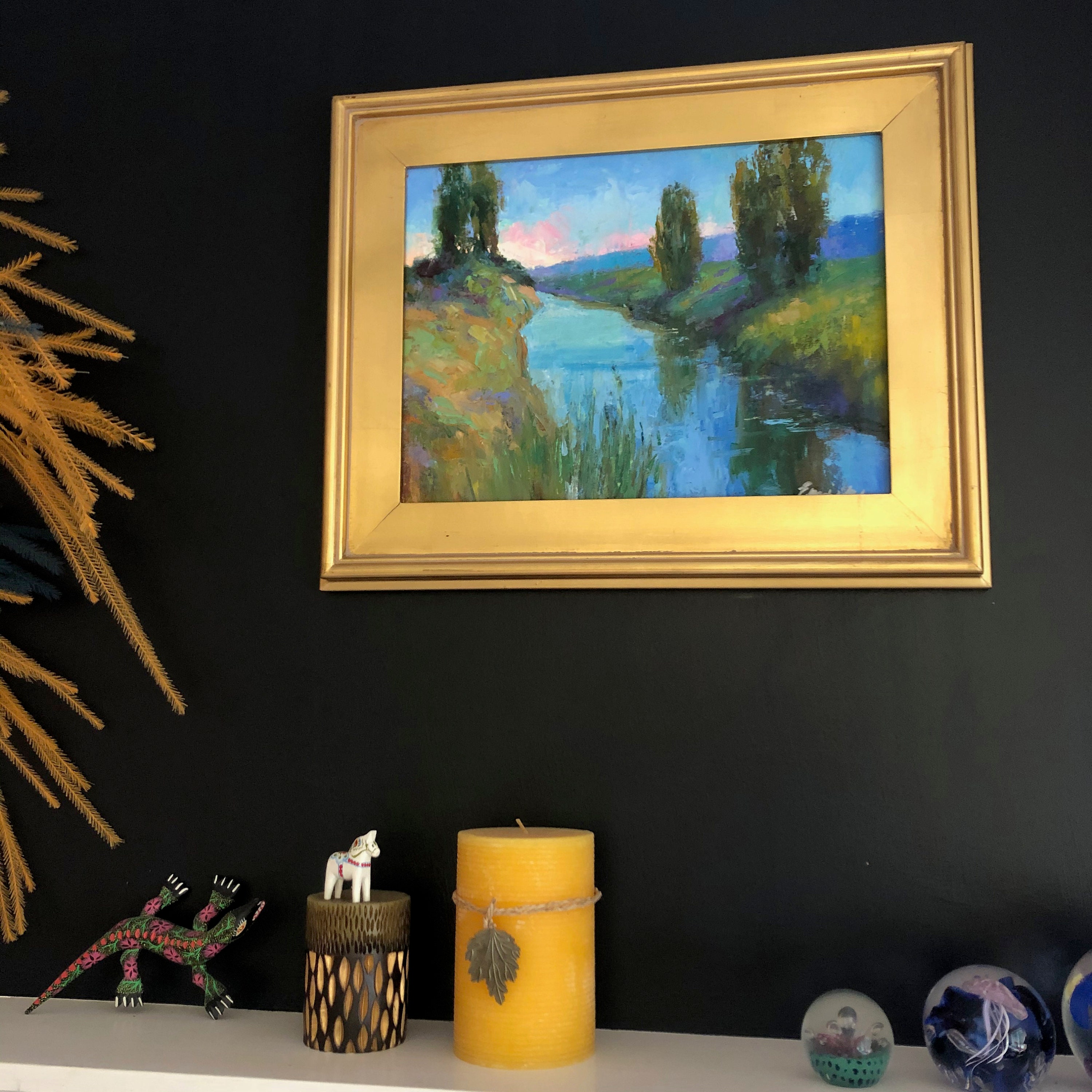 River Bank Painting Original Art Oil on Canvas Impressionism Landscape ...