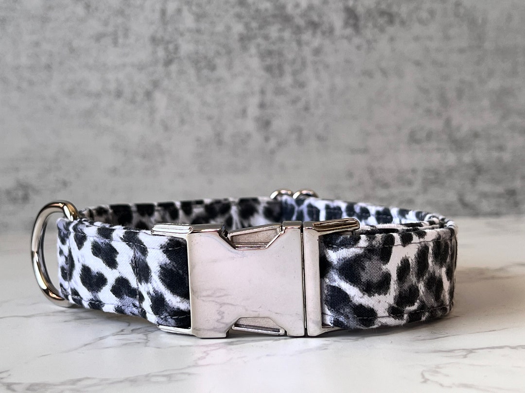 Snow Leopard Dog Collar, Animal Print Dog Collar, Classy Dog Collar ...