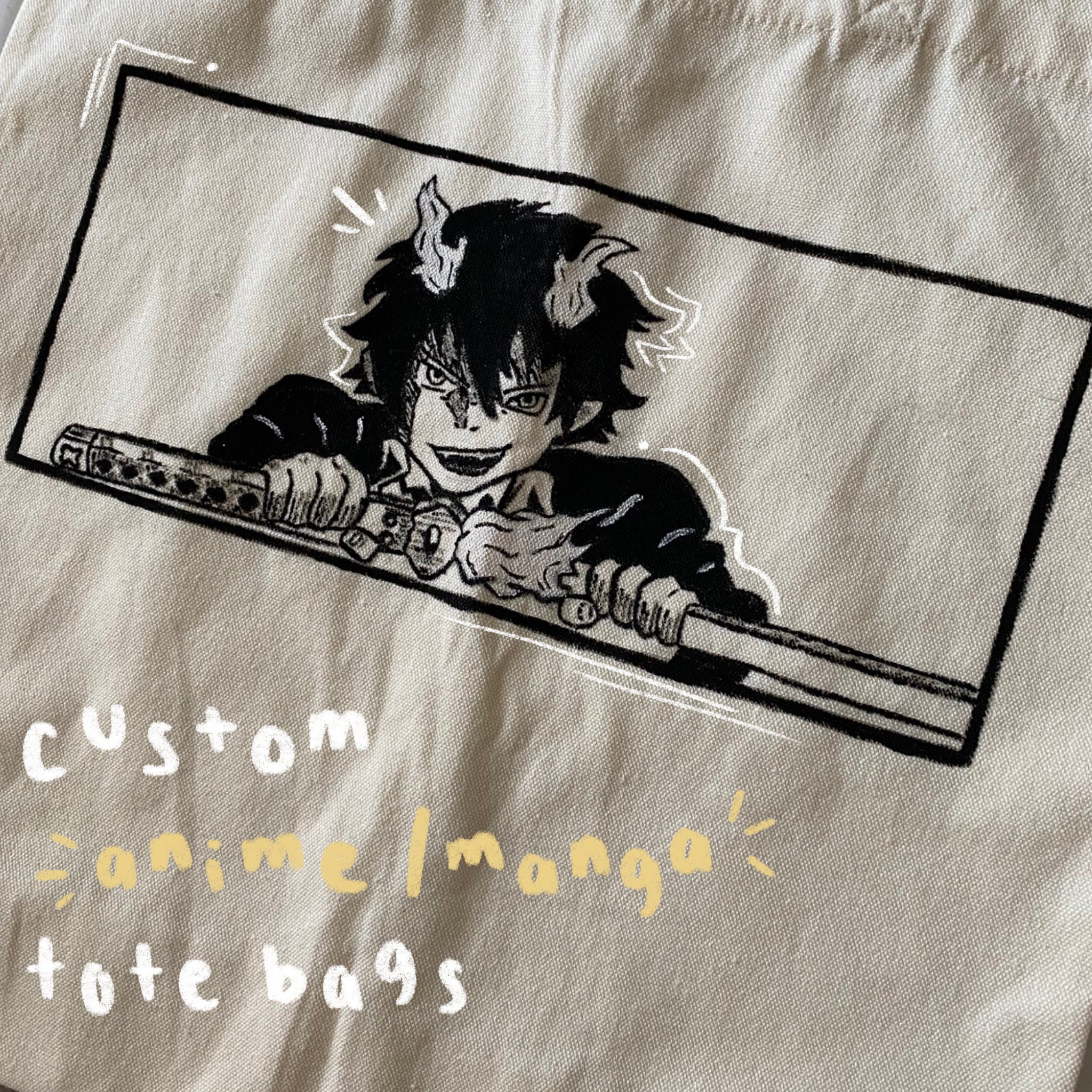 MADE TO ORDER Hand Painted Custom Anime/manga Panel Tote Bag - Etsy