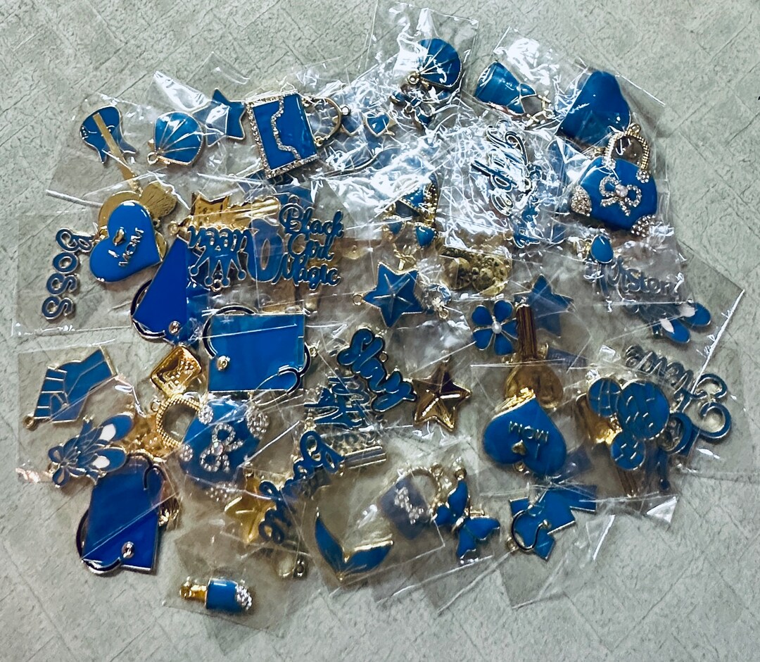 Blue Charms, Solid Color Charms, Gold and Blue Charm, Wholesale Charms ...