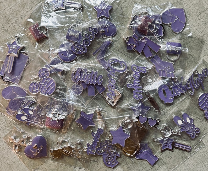 Purple Charms, Solid Color Charms, Gold and Purple Charms, Wholesale ...