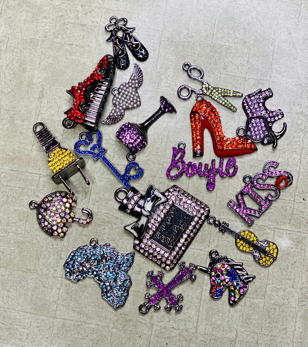 Black Color Bling Charms, Rhinestone Bling Charms, Wholesale Charms ...