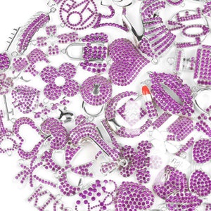 Light Purple Bling Charms, Silver Charms, Rhinestone Bling Charms ...