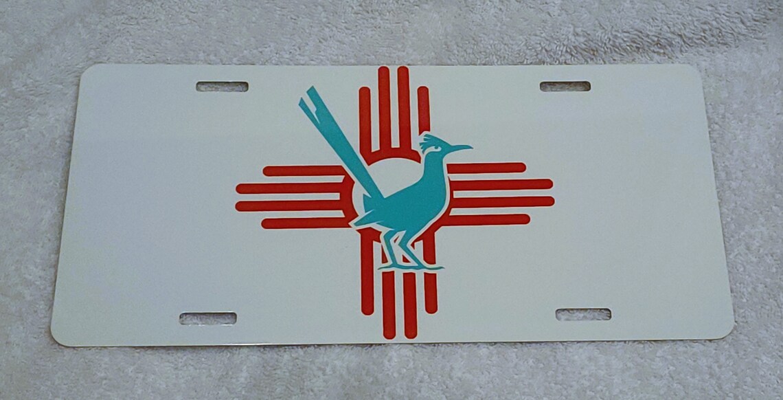 New Mexico Zia Symbol With a Road Runner Center License Plate - Etsy