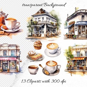 Coffee Shop, Watercolor Clipart Bundle - Digital Download, Scrapbook ...