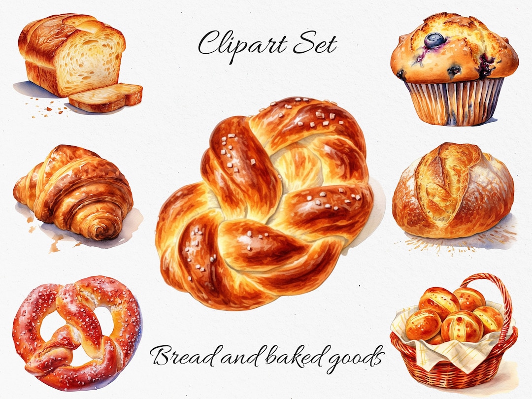 Bread and Baked Goods , Watercolor Clipart Bundle - Digital Download ...