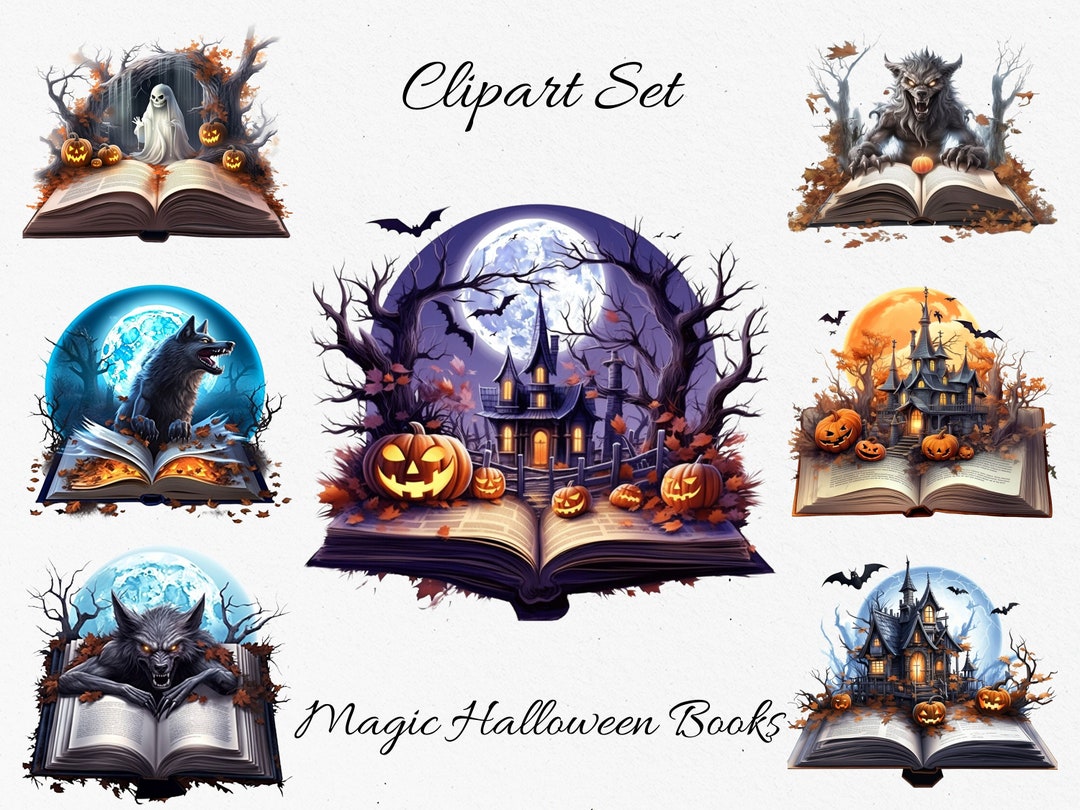 Magic Book, Halloween Watercolor Clipart Bundle - Digital Download ...