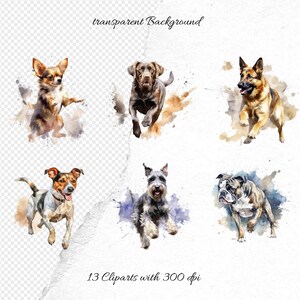 Cute Dogs , Pets , Animals Watercolor Clipart Bundle - Digital Download ...