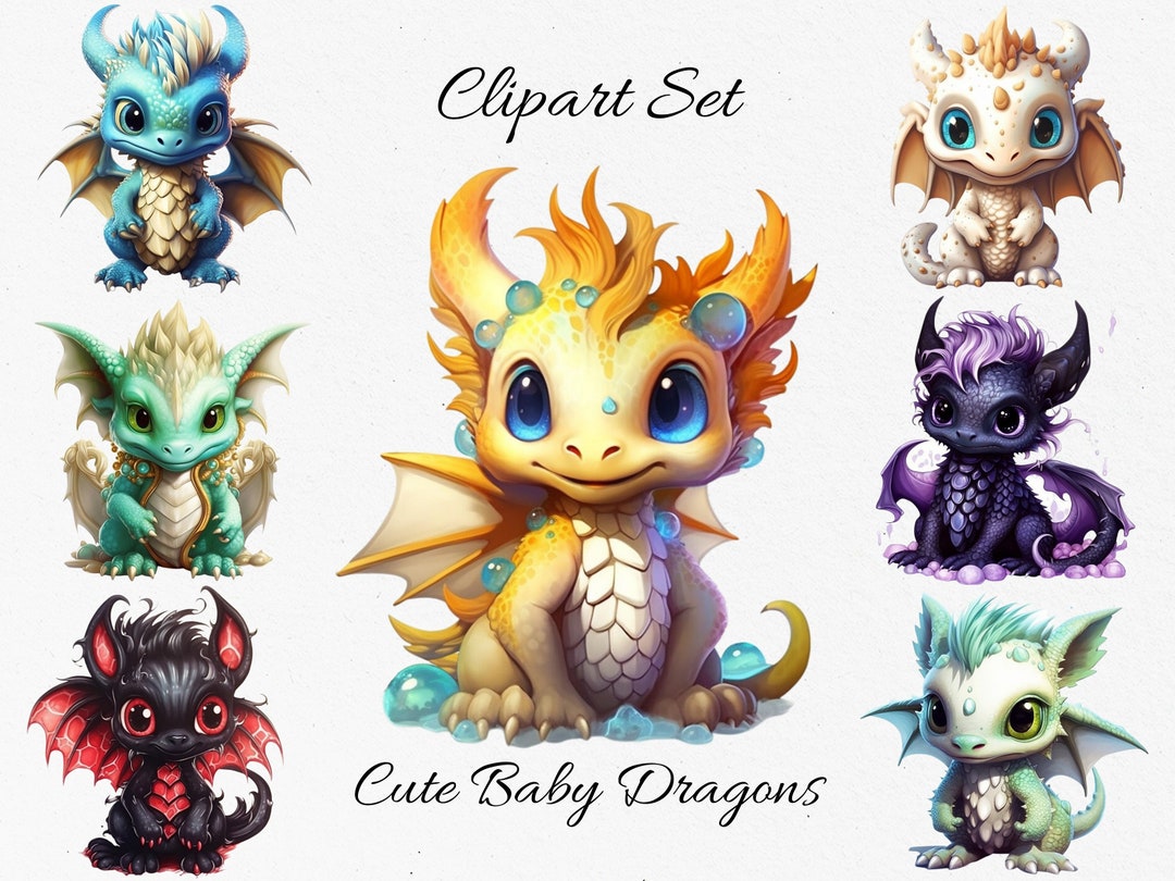 Baby Dragons, Fantasy , Dragon Watercolor Clipart Bundle - Digital ...
