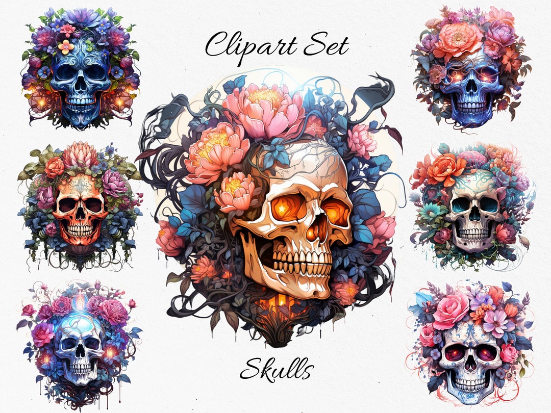 Skulls, Fantasy , Magic Watercolor Clipart Bundle - Digital Download ...