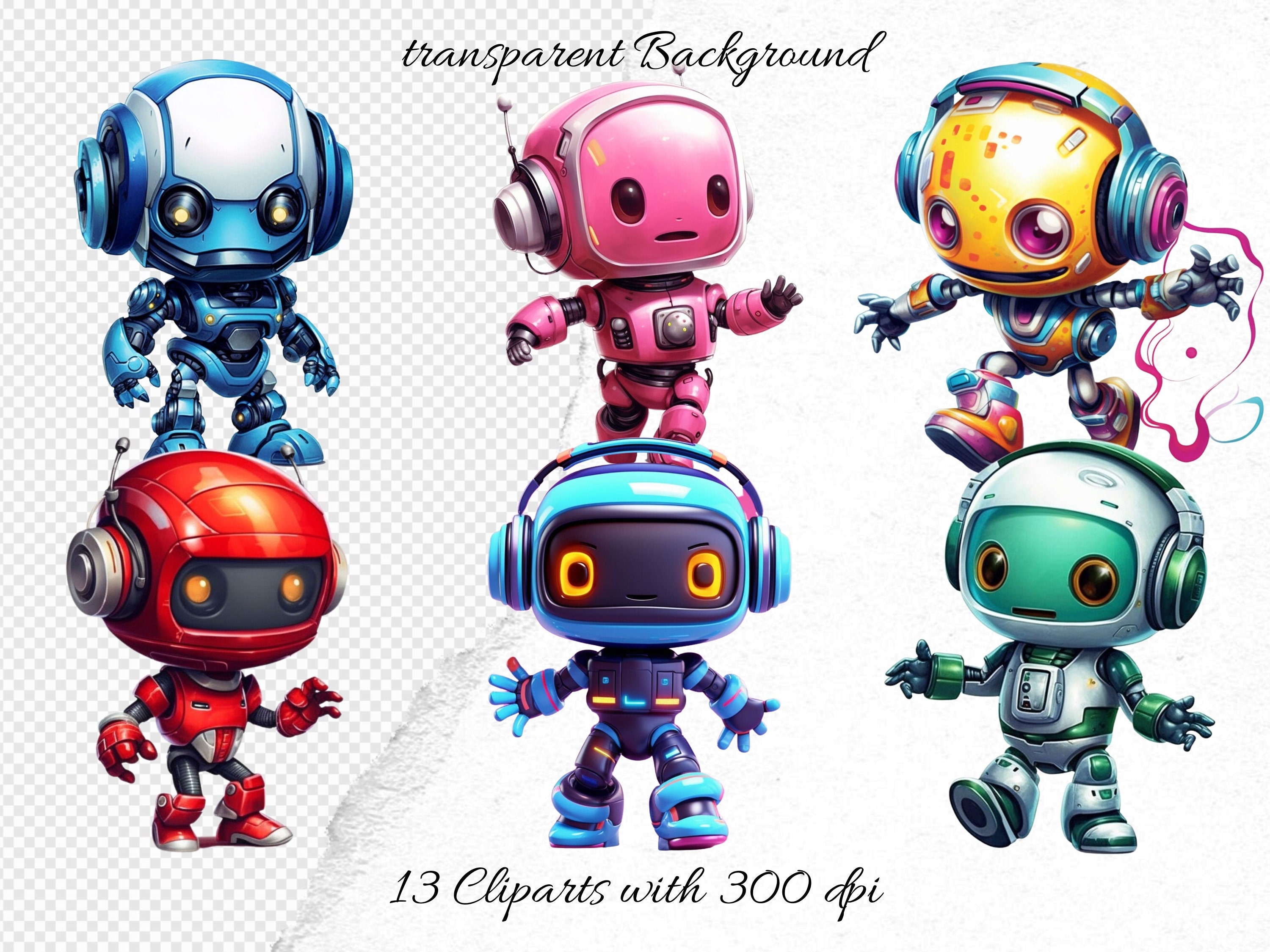 Cute Baby Robots Watercolor Clipart Bundle - Digital Download ...
