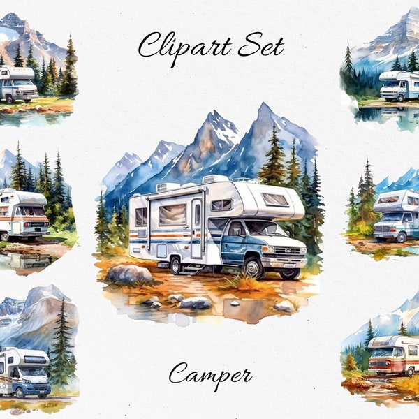 Retro Camper Clipart - Etsy