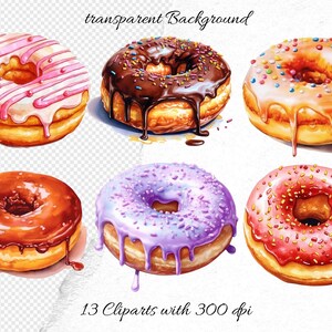 Donut , Food , Watercolor Clipart Bundle - Digital Download, Scrapbook ...