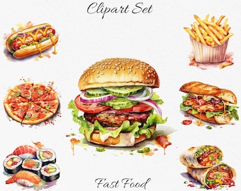 Donut , Food , Watercolor Clipart Bundle - Digital Download, Scrapbook ...