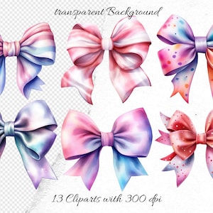 Ribbon Bows Watercolor Clipart Bundle Digital Download, Scrapbook Pngs ...