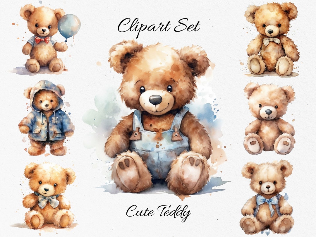 Cute Teddys Watercolor Clipart Bundle Digital Download - Etsy
