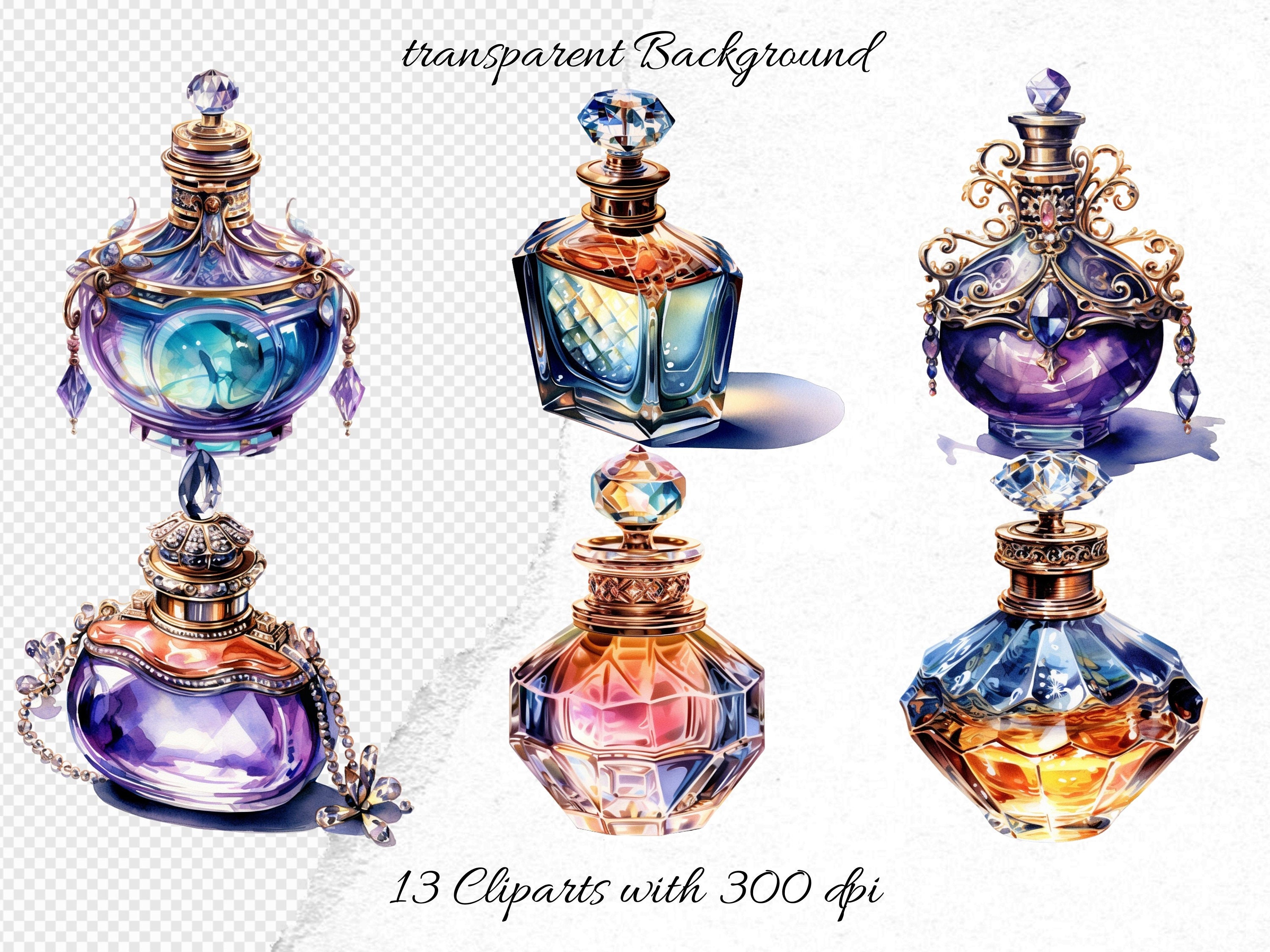 Perfume Bottles Watercolor Clipart Bundle Digital Download, Scrapbook ...