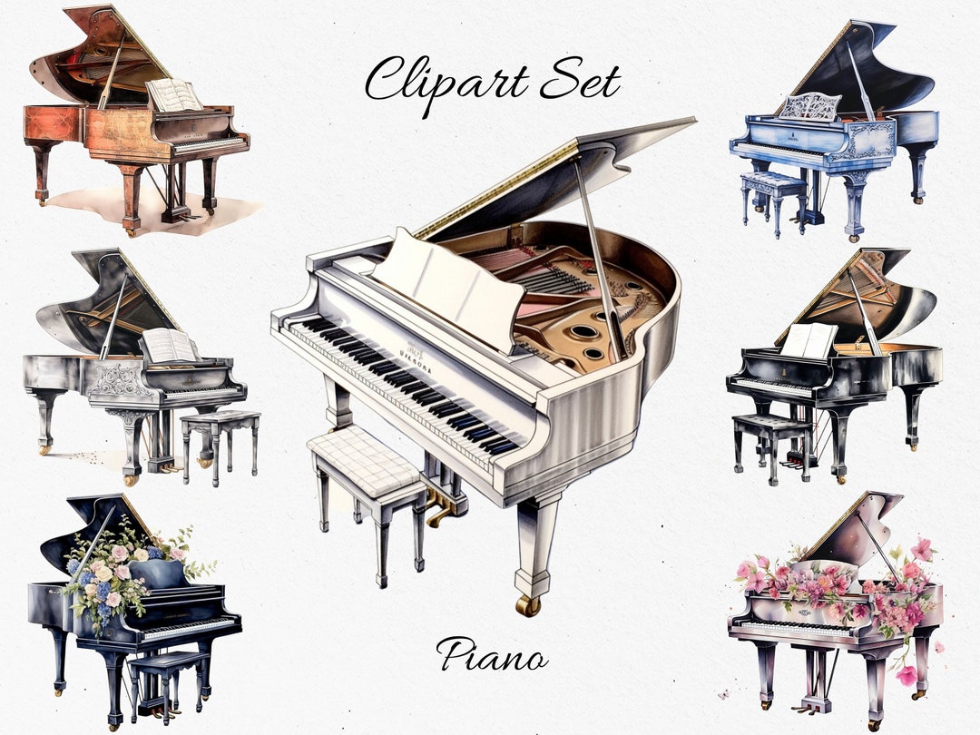 Piano, Music Watercolor Clipart Bundle Digital Download, Scrapbook Pngs ...