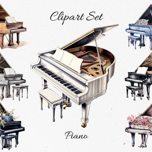 Piano, Music Watercolor Clipart Bundle Digital Download, Scrapbook Pngs ...