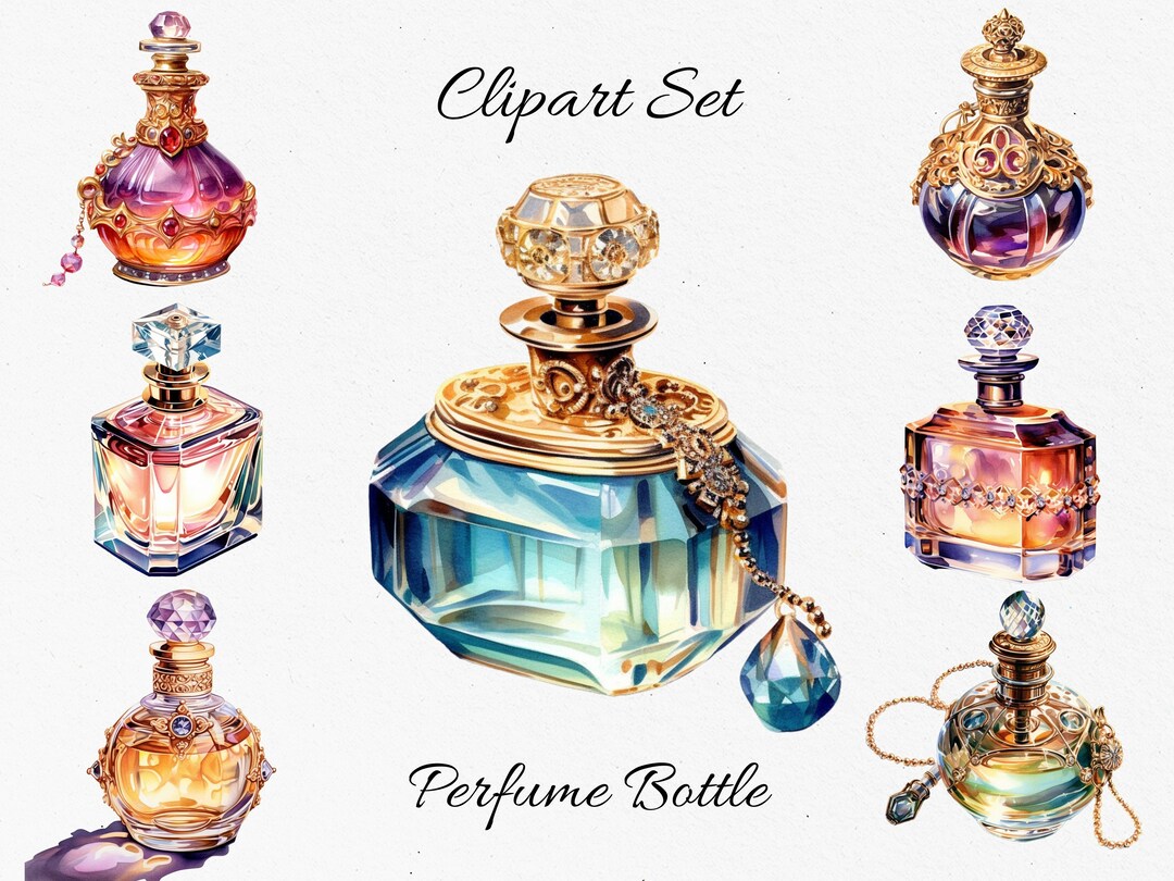 Perfume Bottles Watercolor Clipart Bundle Digital Download, Scrapbook ...