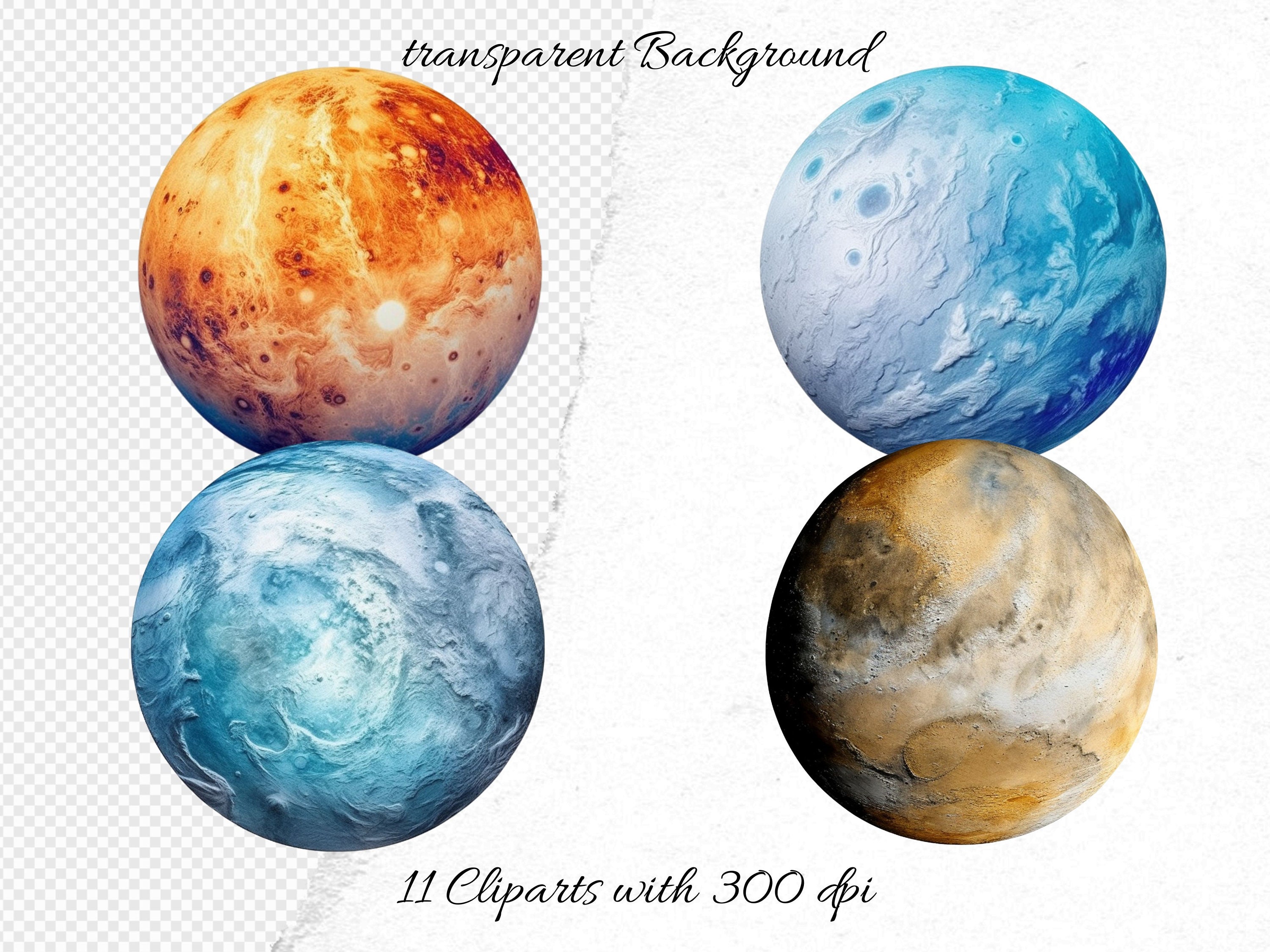 Planets Watercolor Clipart Bundle Digital Download, Scrapbook Pngs - Etsy