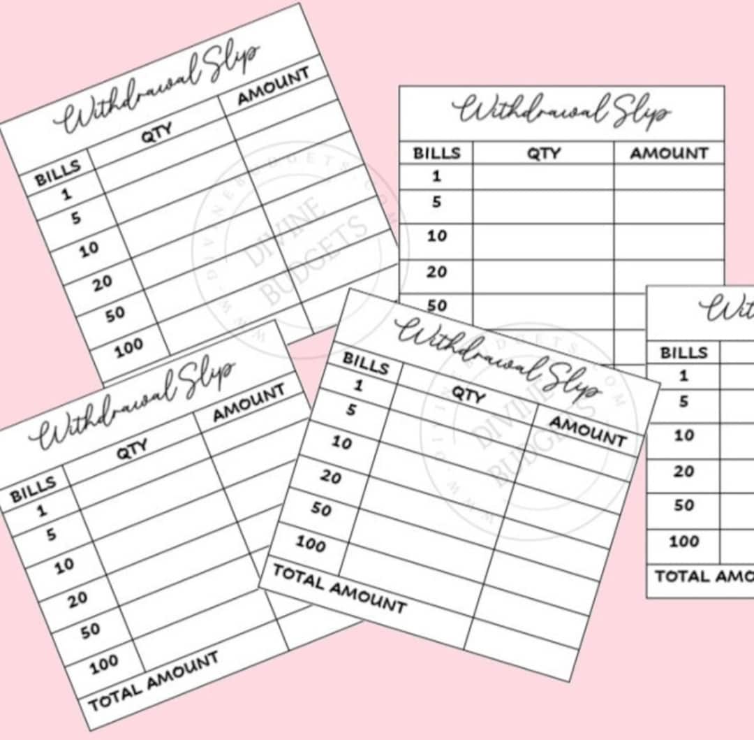 Cash Withdrawal Slips Digital Download - Etsy