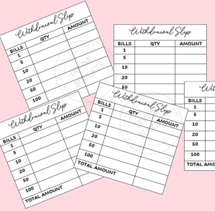 Cash Withdrawal Slips Digital Download - Etsy