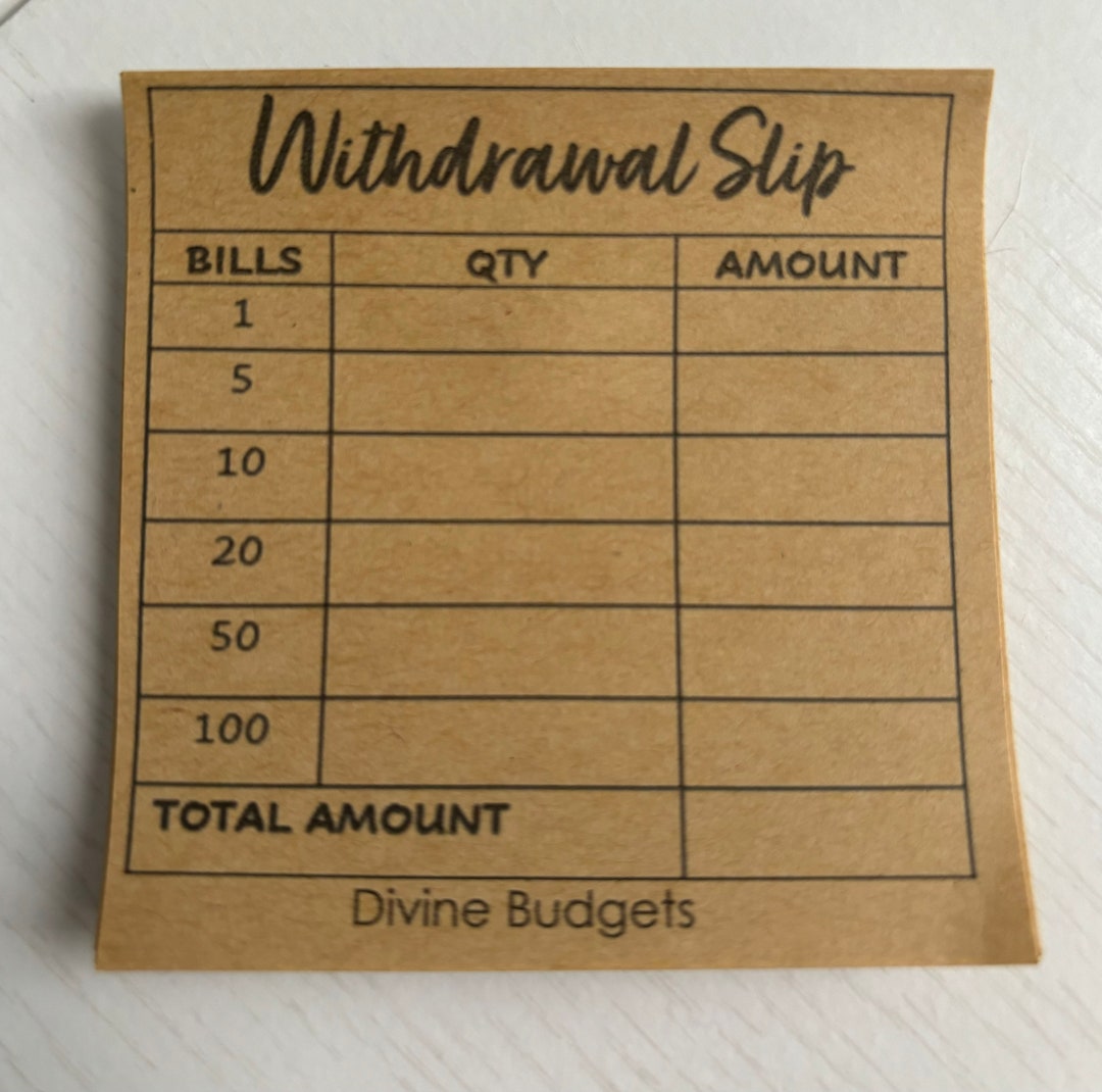 25 Pack Pad of 3x3 Withdrawal Slips - Etsy