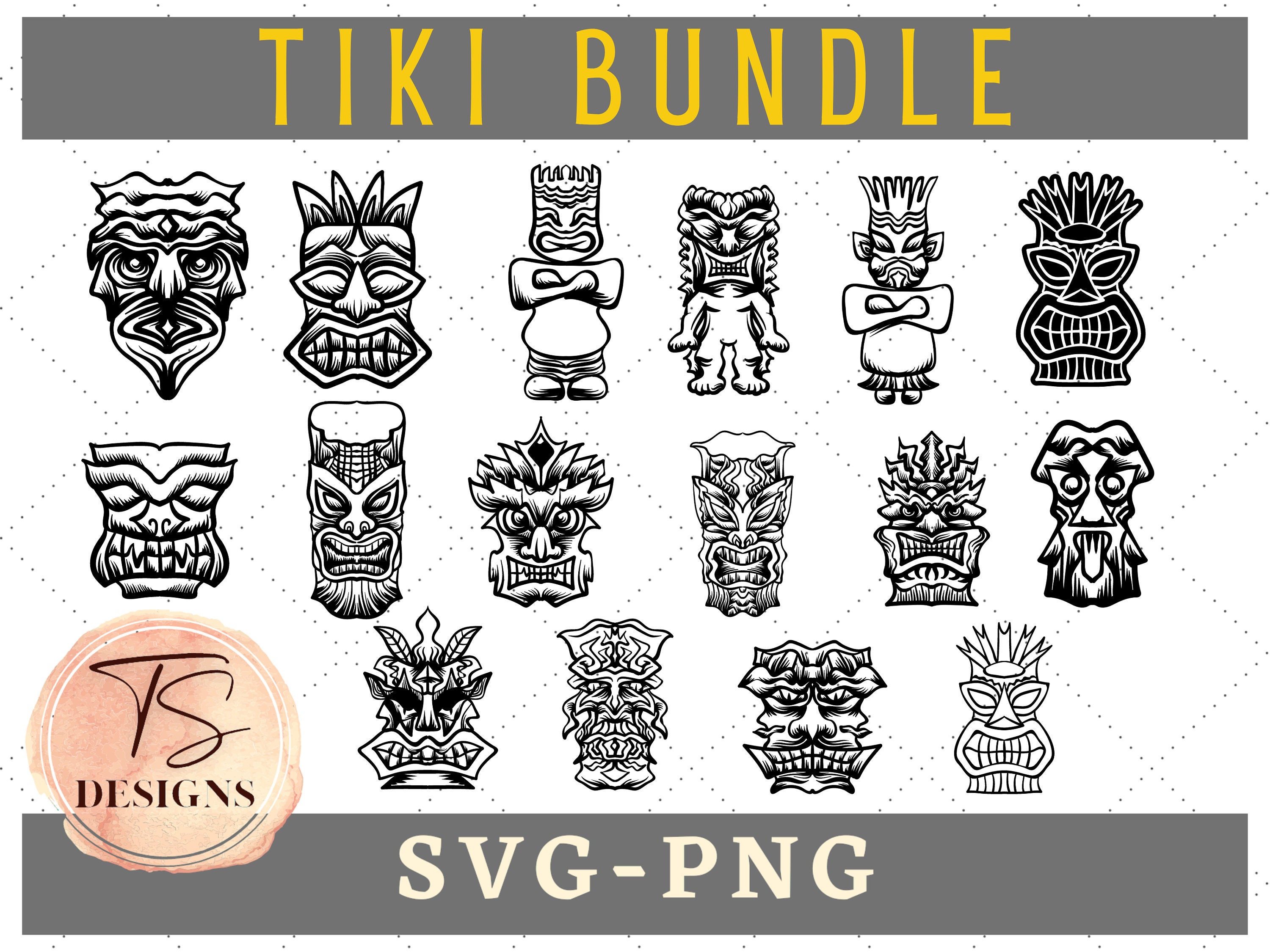 Tiki SVG Bundle Tiki Vector Tiki Cut Files Tiki Svg Tiki | Etsy
