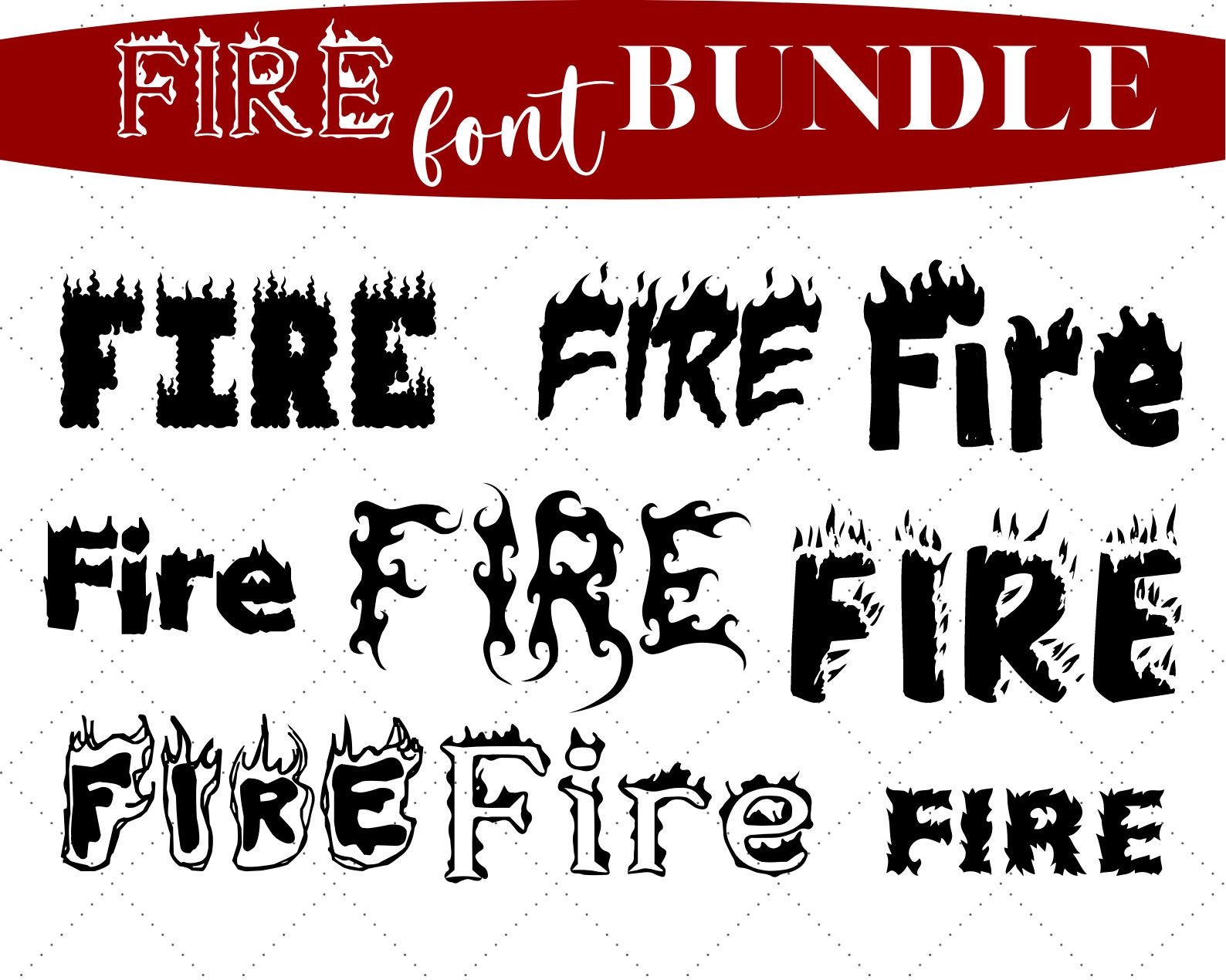 FIRE FONT BUNDLE/ Silhouette Flame Font Cricut Fire Font | Etsy