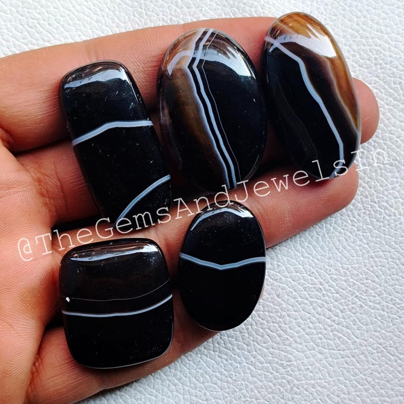 Black Banded Agate Gemstone Cabochon Lot, Jewelry Stone - Etsy