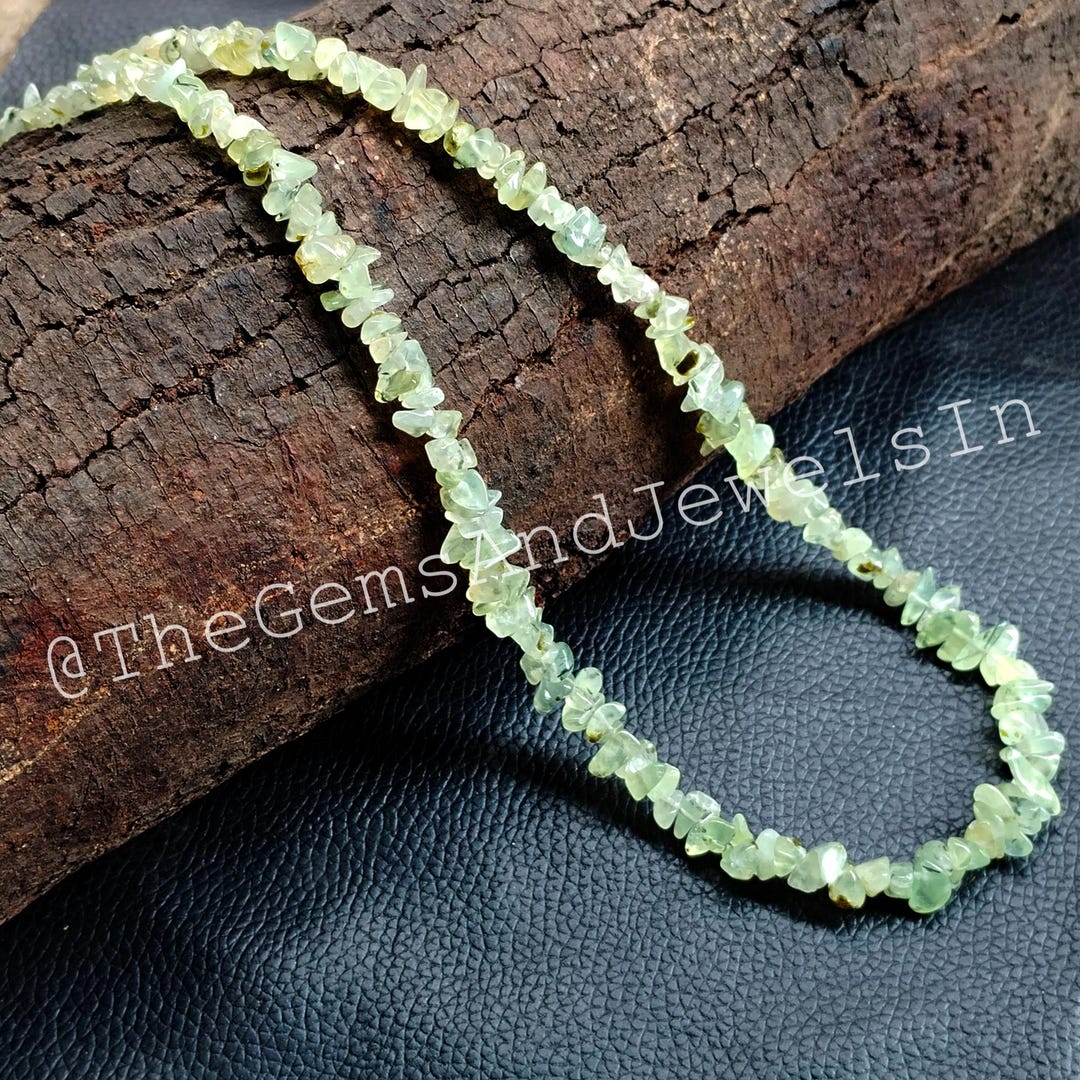 Natural Prehnite Chip Beads Necklace, Adjustable Gemstone Jewelry - Etsy