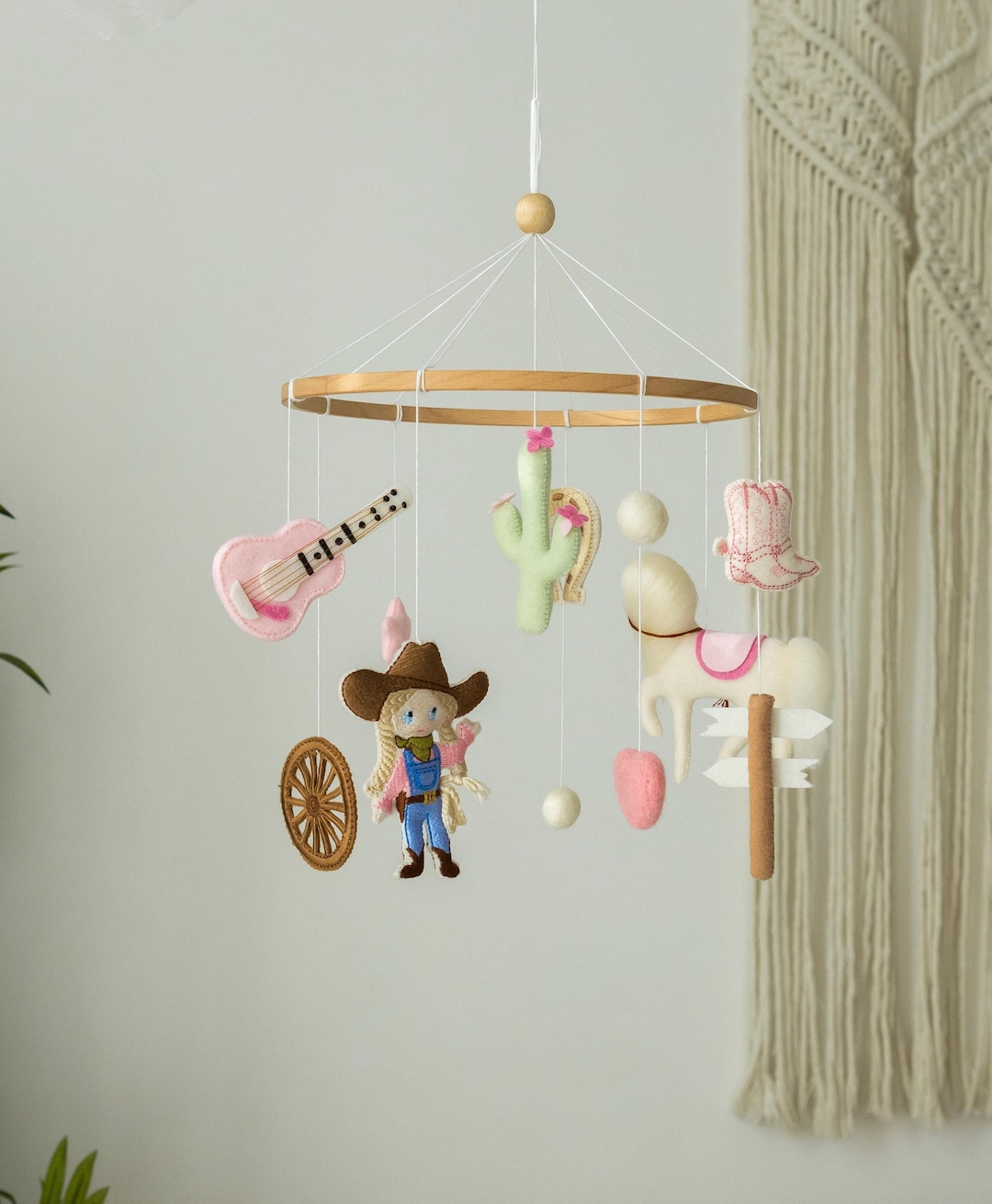 Vintage Western Nursery Mobile, Hanging Cowgirl Mobile, Toddler Girl ...
