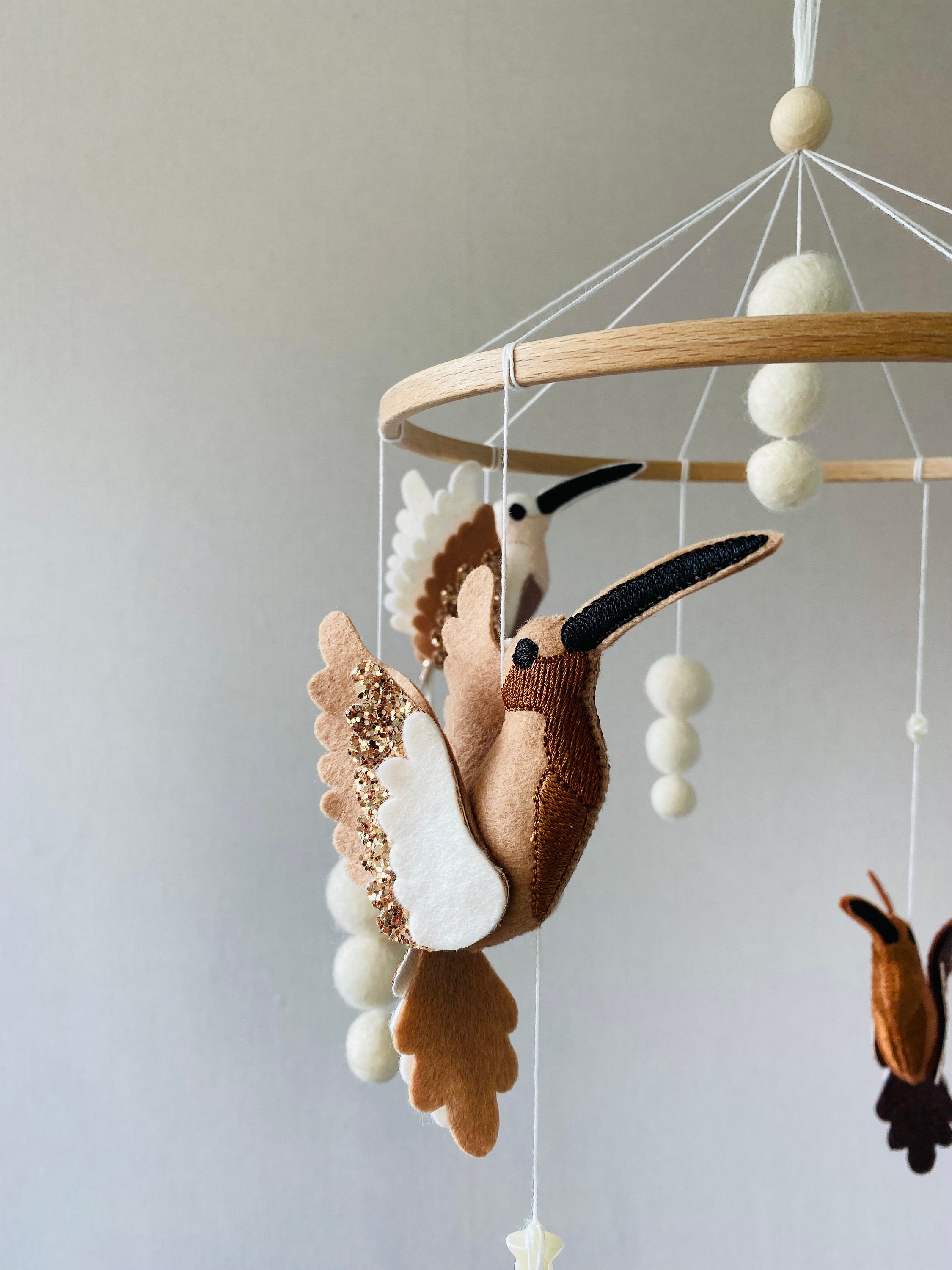 Bird Mobiles for Nursery, Neutral Mobile, Realistic Felt Birds for Girl ...