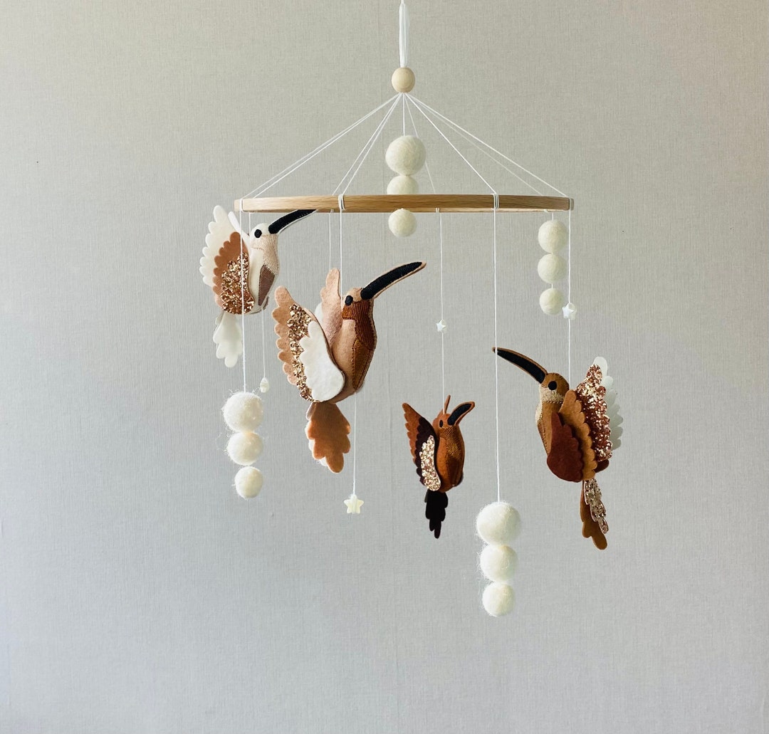Bird Mobiles for Nursery, Neutral Mobile, Realistic Felt Birds for Girl ...
